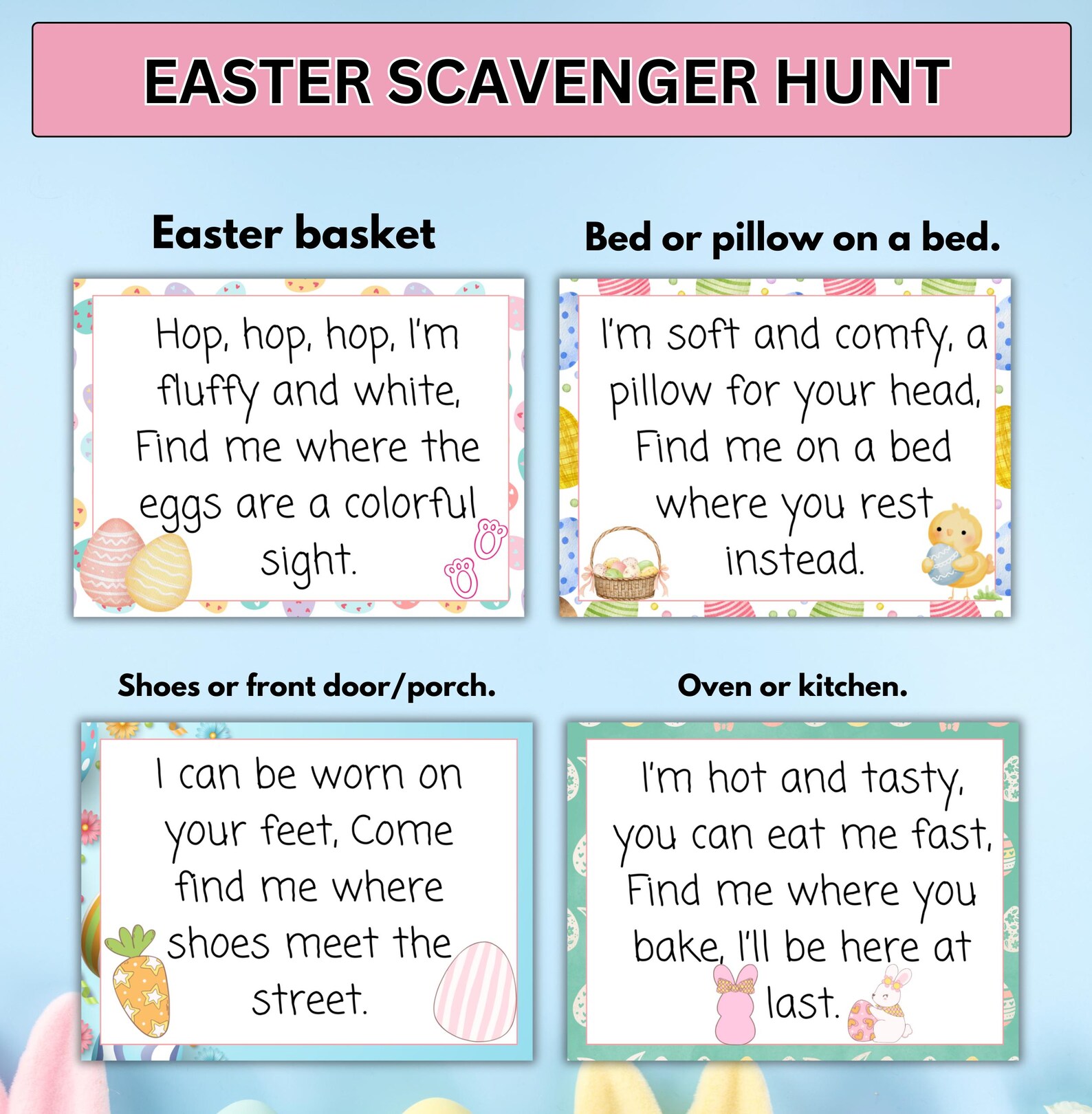 Easter Scavenger Hunt for Kids, Indoor Outdoor Easter Game, Treasure ...