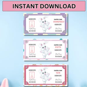 Printable Easter Bunny Bucks, Easter Play Money, Easter Egg Filler ...