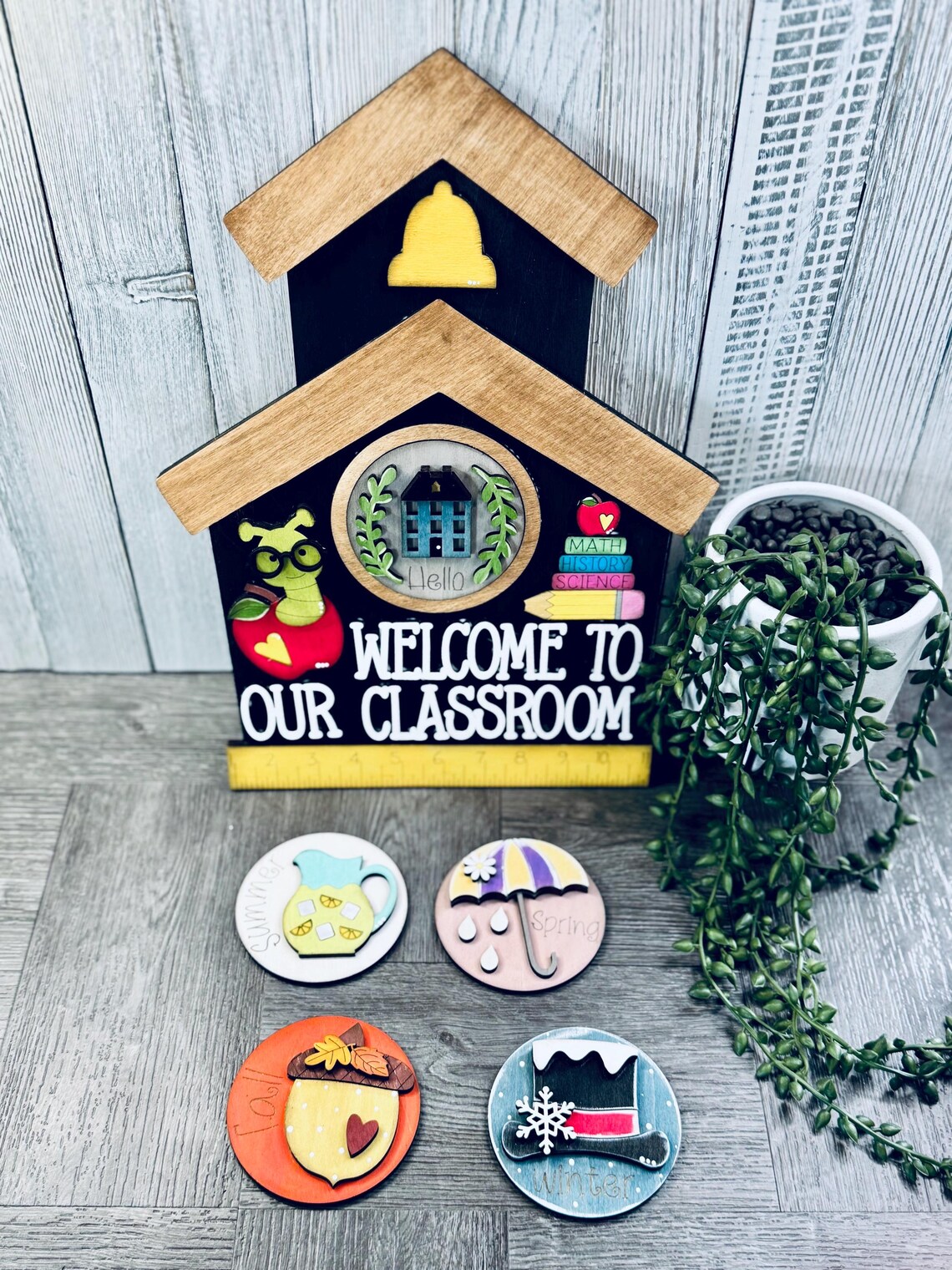 Interchangeable Welcome to Our Classroom Door Hanger or Stand Wood Sign ...