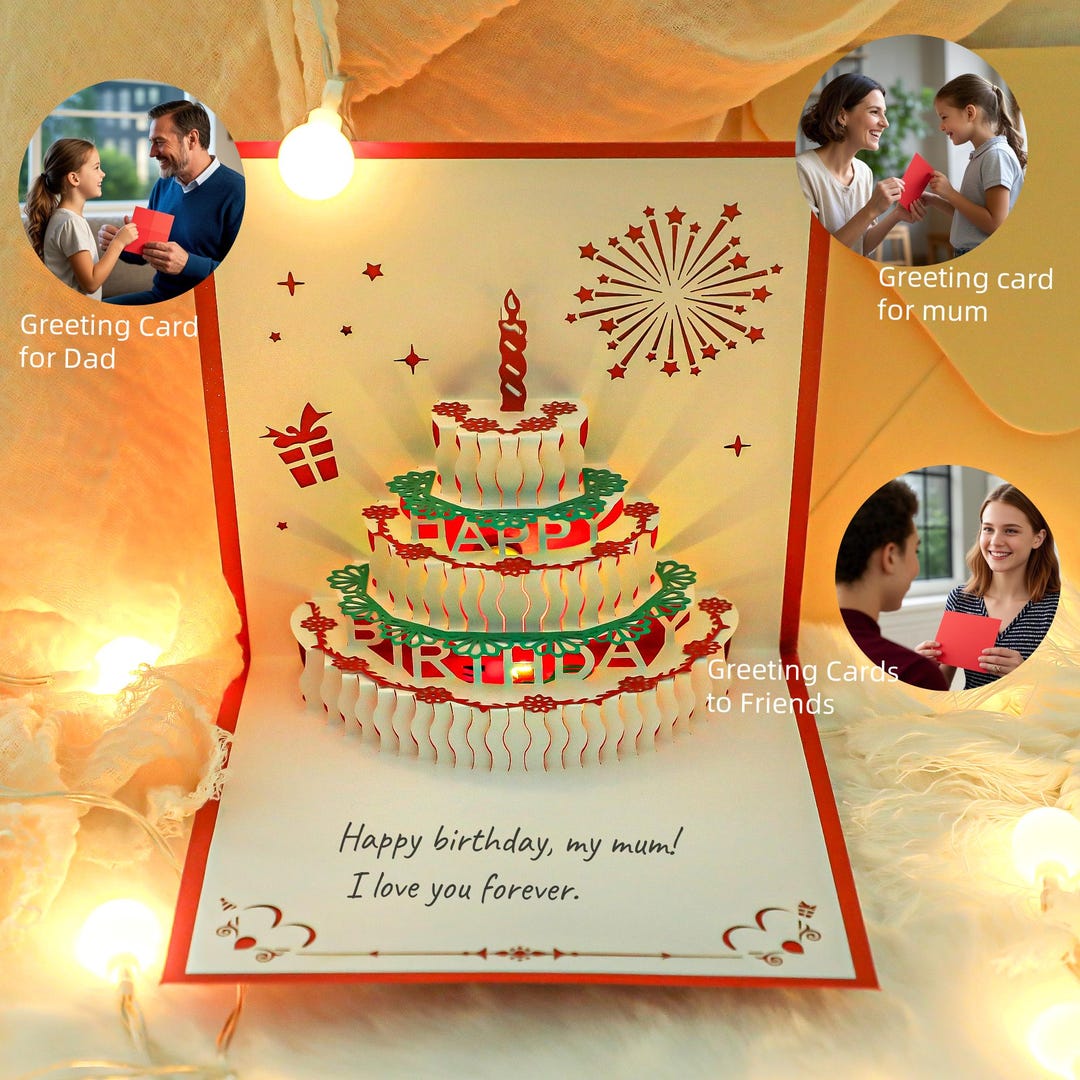 3D Pop up Musical Birthday Card, LED Greeting Card - Etsy