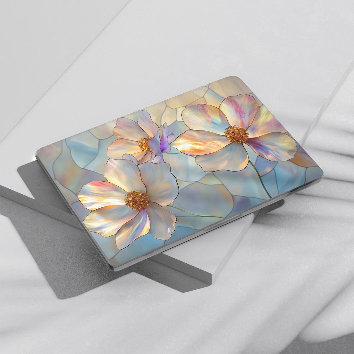 Stained Glass Flower MacBook Case Glass Effect Laptop Skin, Cover for ...