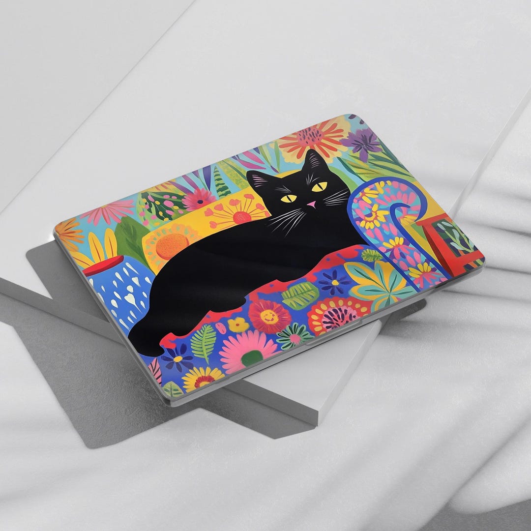 Black Cat MacBook Case Funny Cat Laptop Skin, Cover for MacBook Pro 16 ...