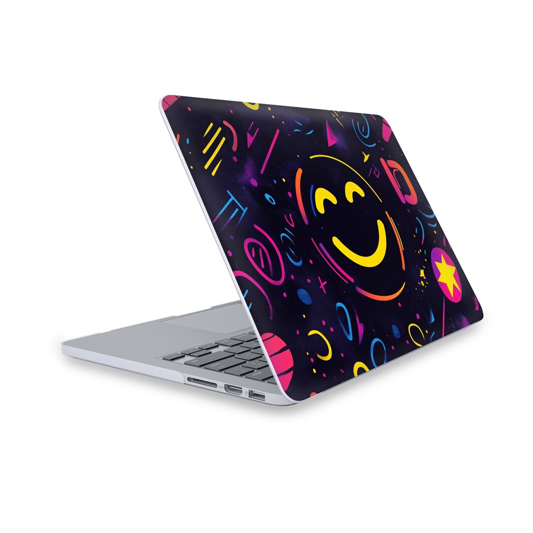 Smiley Face Emoji MacBook Case Wavy Abstract Groovy Laptop Skin, Cover ...