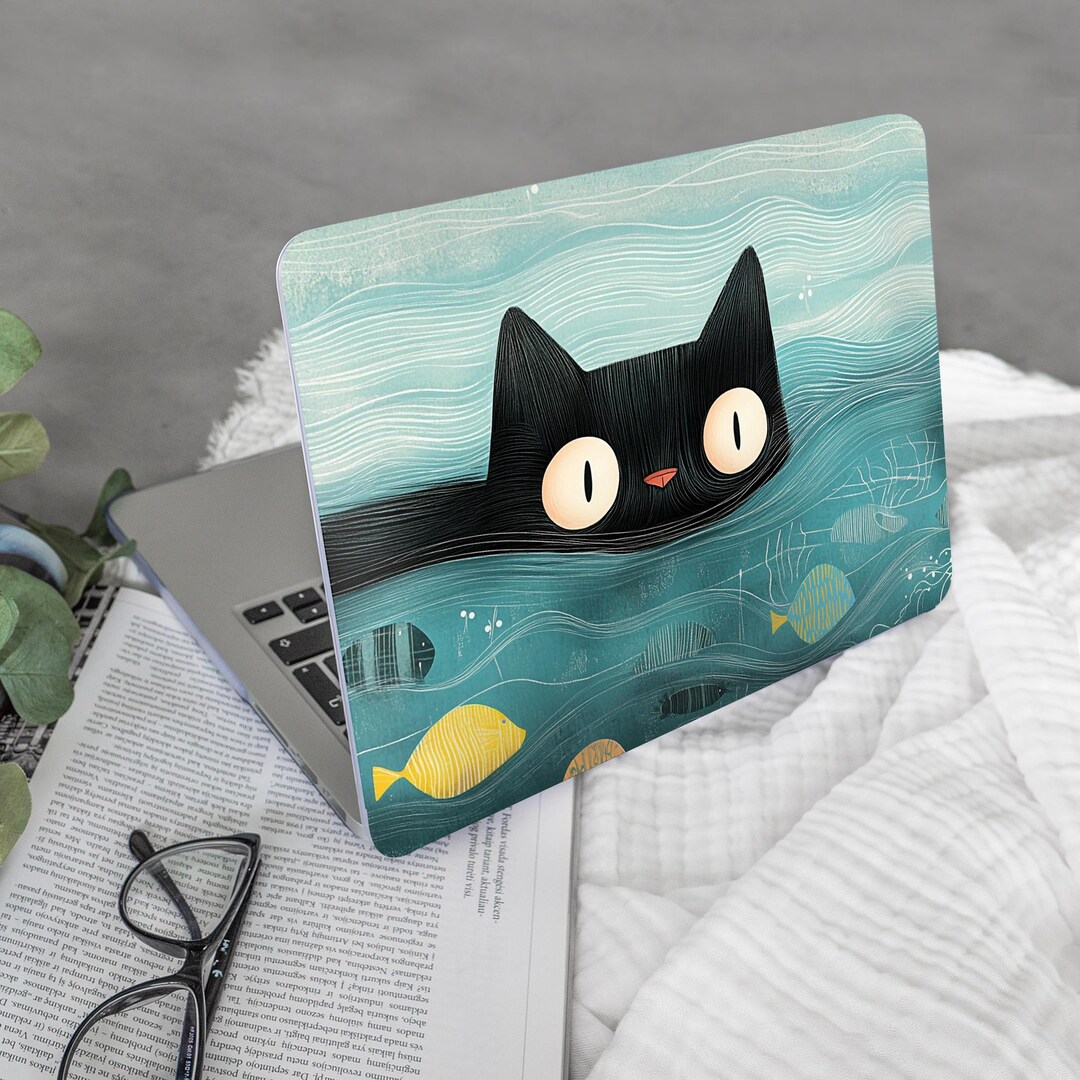 Cat Cartoons MacBook Case Drowned Cat Laptop Skin, Cover for MacBook ...