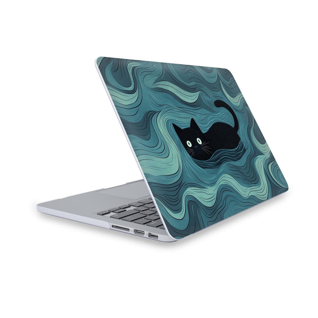 Black Cat MacBook Case Cat Cartoons Laptop Skin, Cover for MacBook Pro ...