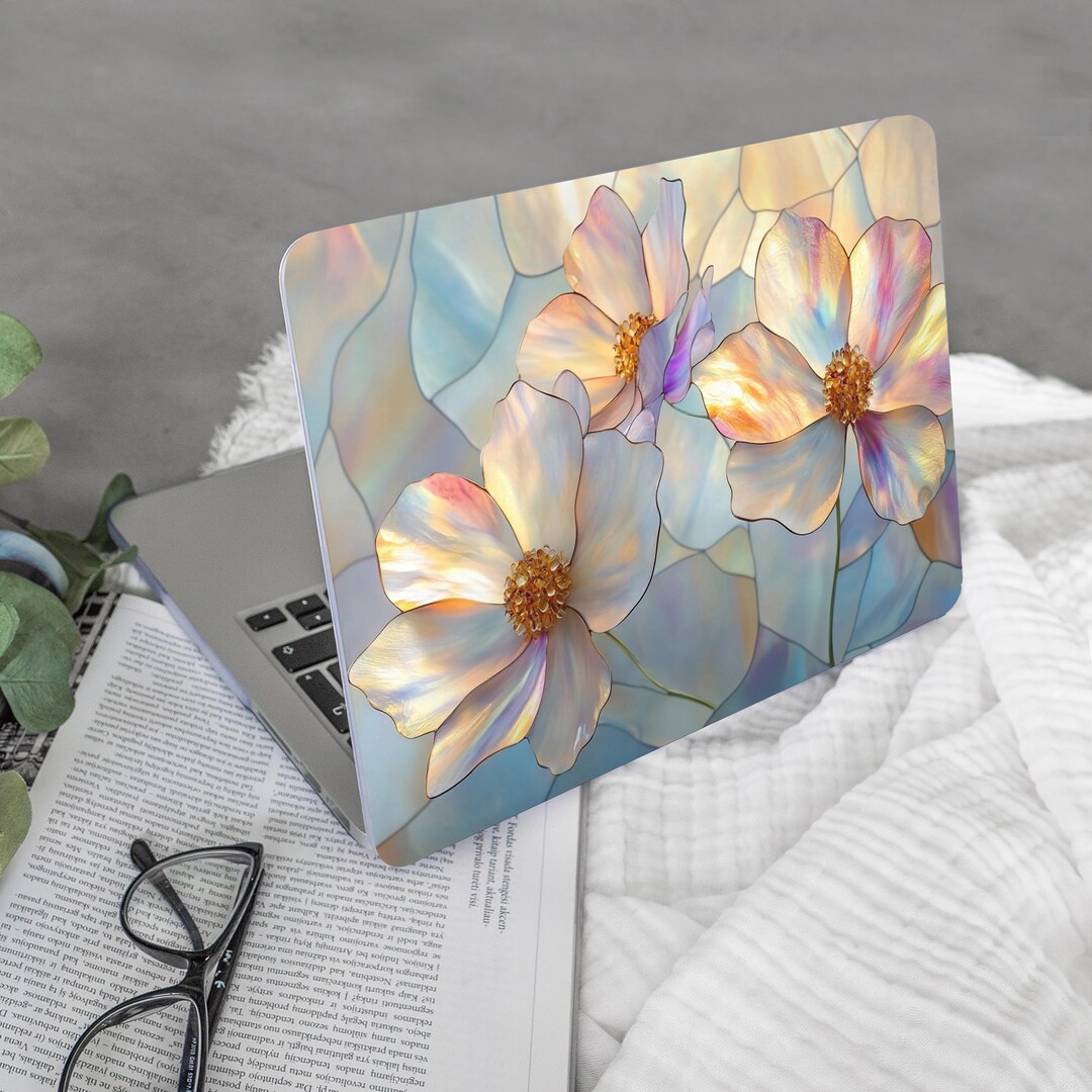 Stained Glass Flower MacBook Case Glass Effect Laptop Skin, Cover for ...