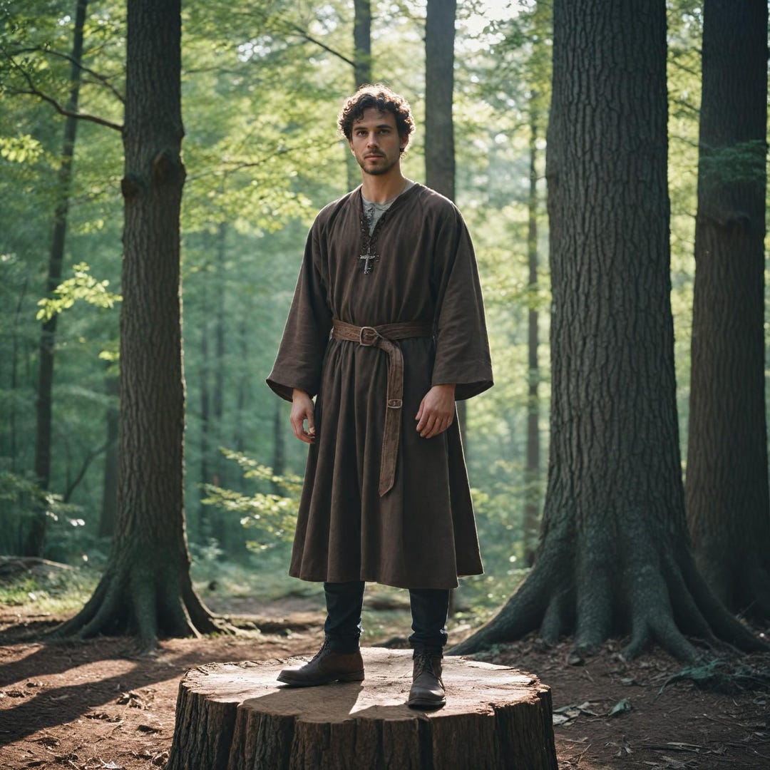 Plus Size Brown Medieval Long Tunic for Men Larp Renaissance Robe Norse ...