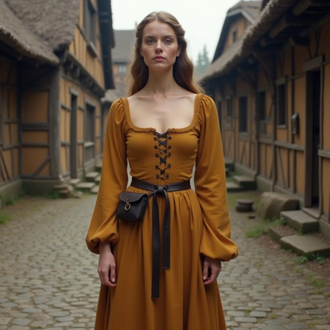 Medieval Mustard Yellow Renaissance Dress | Long Sleeve Viking Lace-up ...