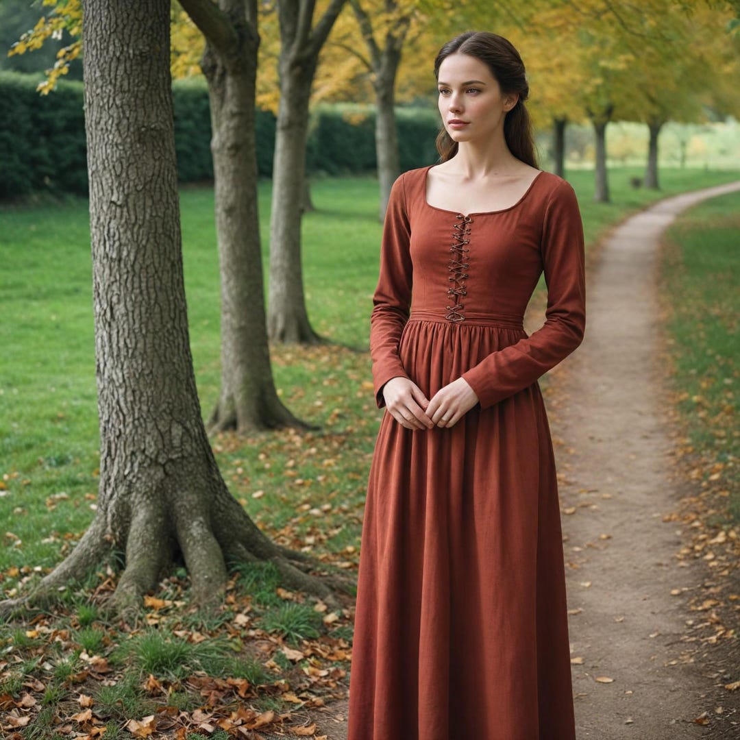 Women's Rust Viking Dress Medieval Renaissance Style Maxi Lace-up Front ...