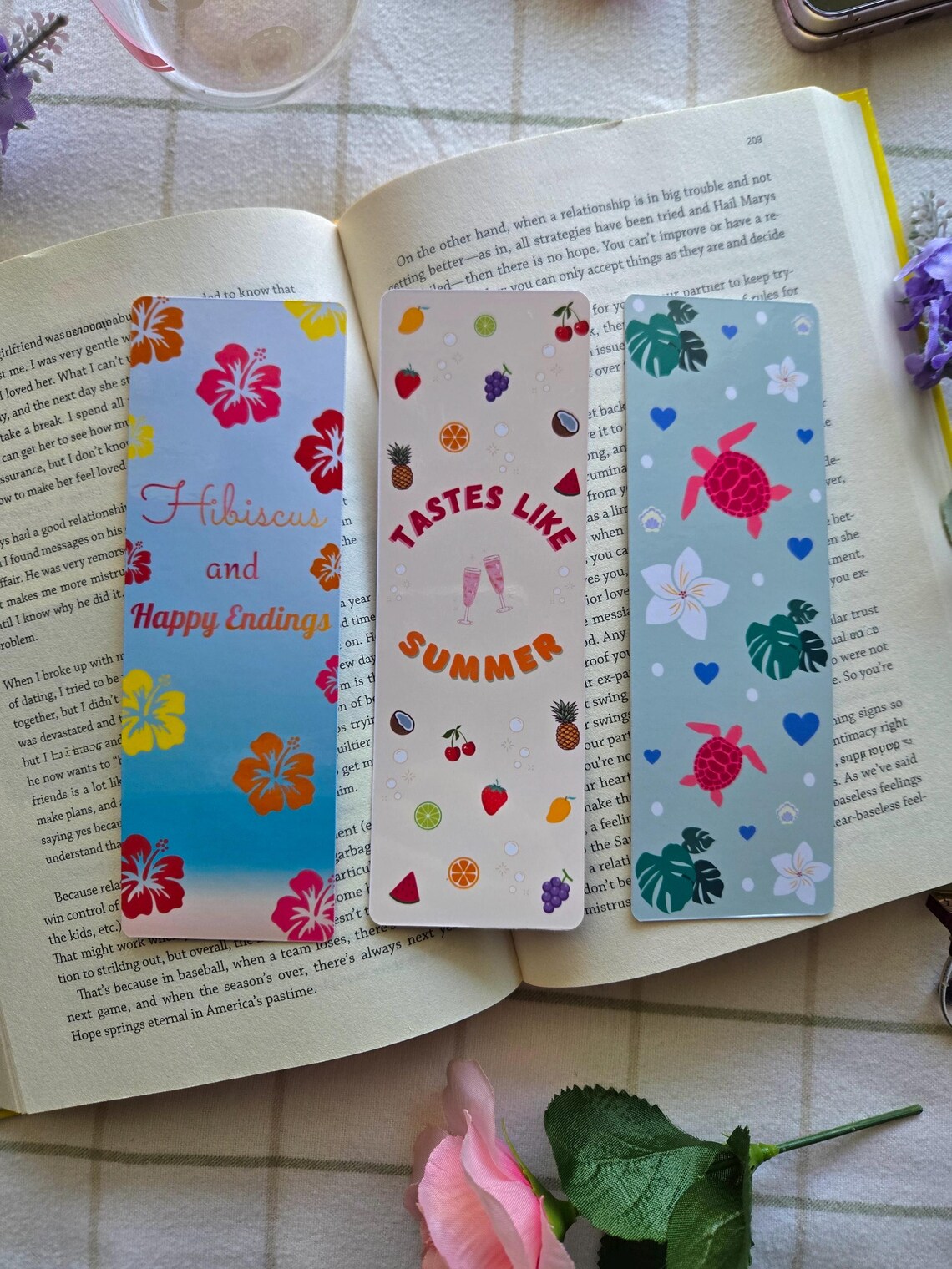 Summer Themed Bookmark: Laminated Glossy Paper, Reading Accessory - Etsy