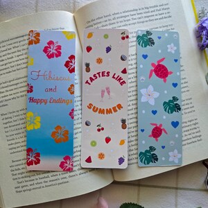 Colorful Summer Themed Bookmarks, Doublesided Bookmark, Cute Book ...