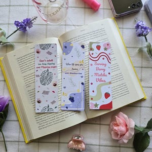 Colorful Summer Themed Bookmarks, Doublesided Bookmark, Cute Book ...