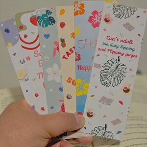 Colorful Summer Themed Bookmarks, Doublesided Bookmark, Cute Book ...