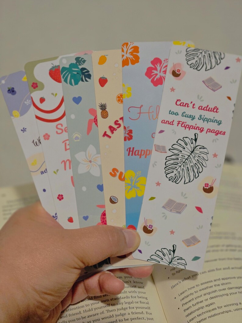Summer Themed Bookmark: Laminated Glossy Paper, Reading Accessory - Etsy