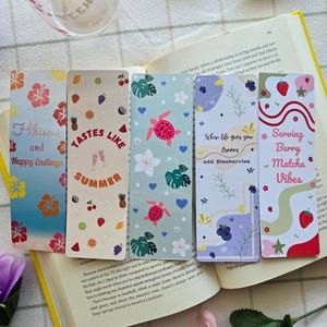Colorful Summer Themed Bookmarks, Doublesided Bookmark, Cute Book ...