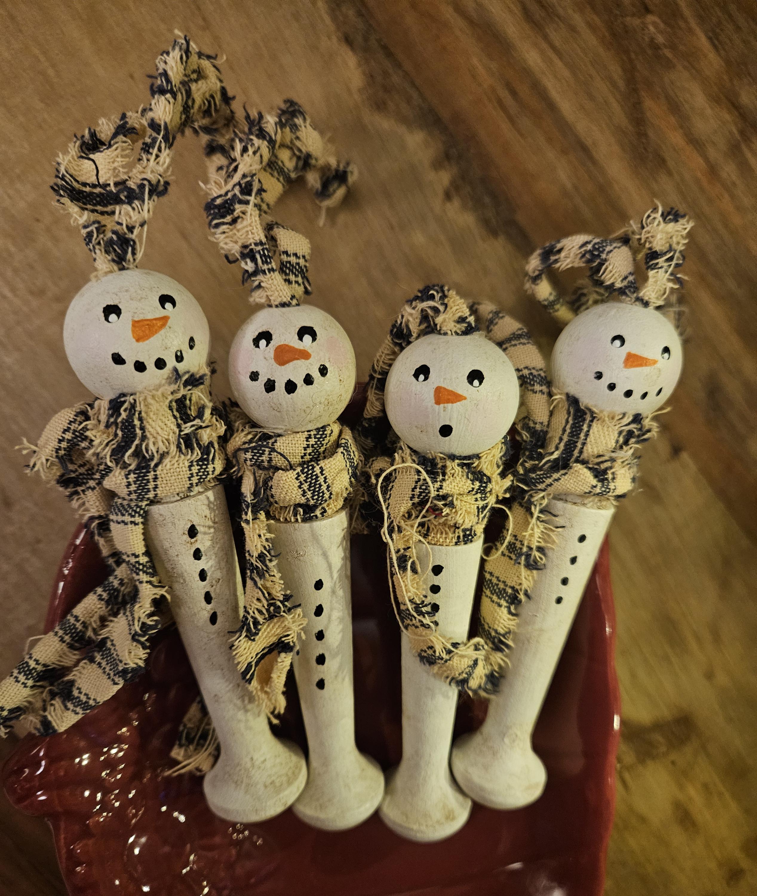 Snowman Wood Spindle Ornament Bread Dough Bowl Filler Original ...