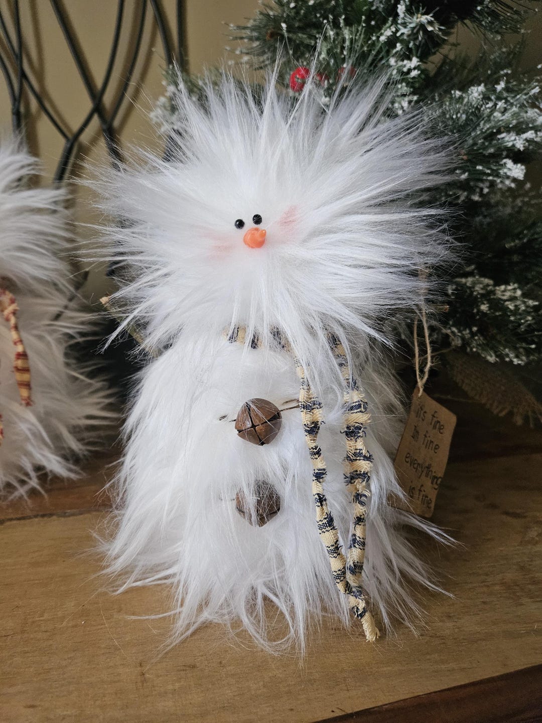 Handmade Frazzled Fluffy Snowman "stressed Out" Christmas Shelf Sitter ...