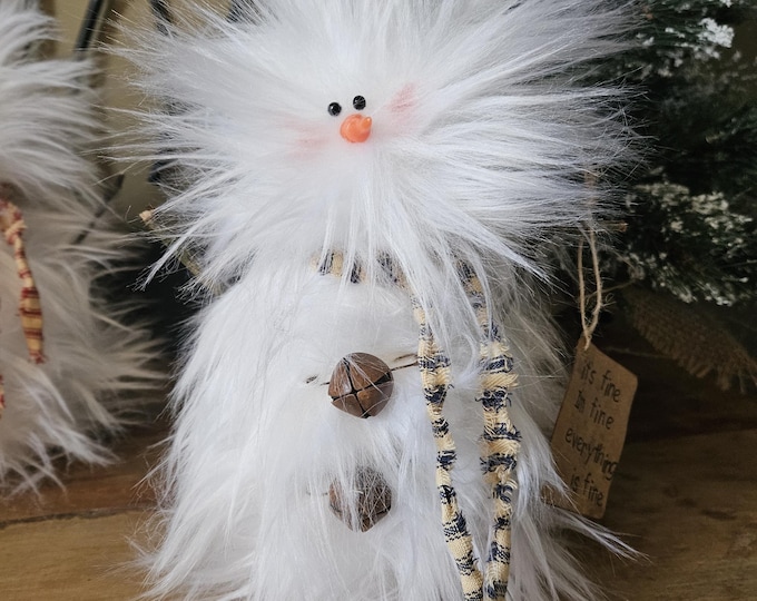Handmade Frazzled Fluffy Snowman "stressed Out" Christmas Shelf Sitter ...