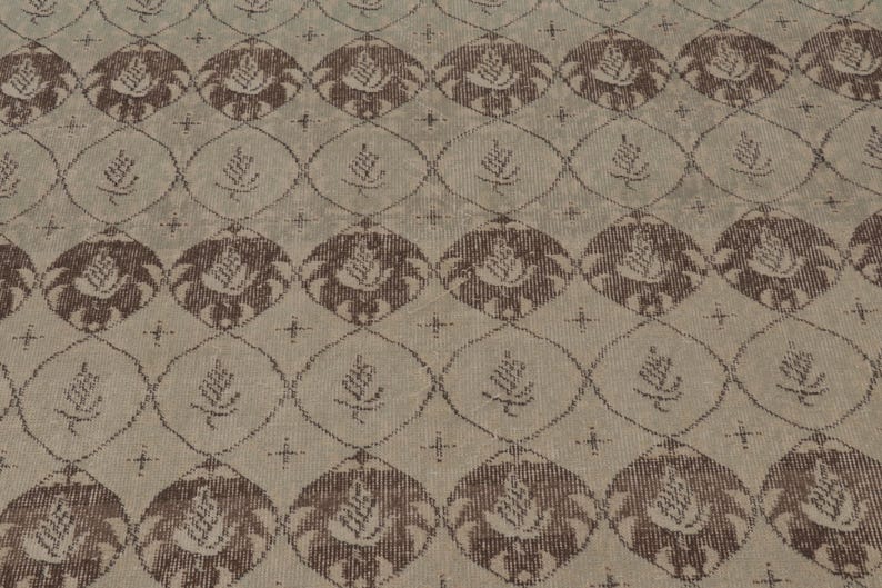 Vintage Distressed Rug, Light Blue and Brown Floral Trellises - Rug ...