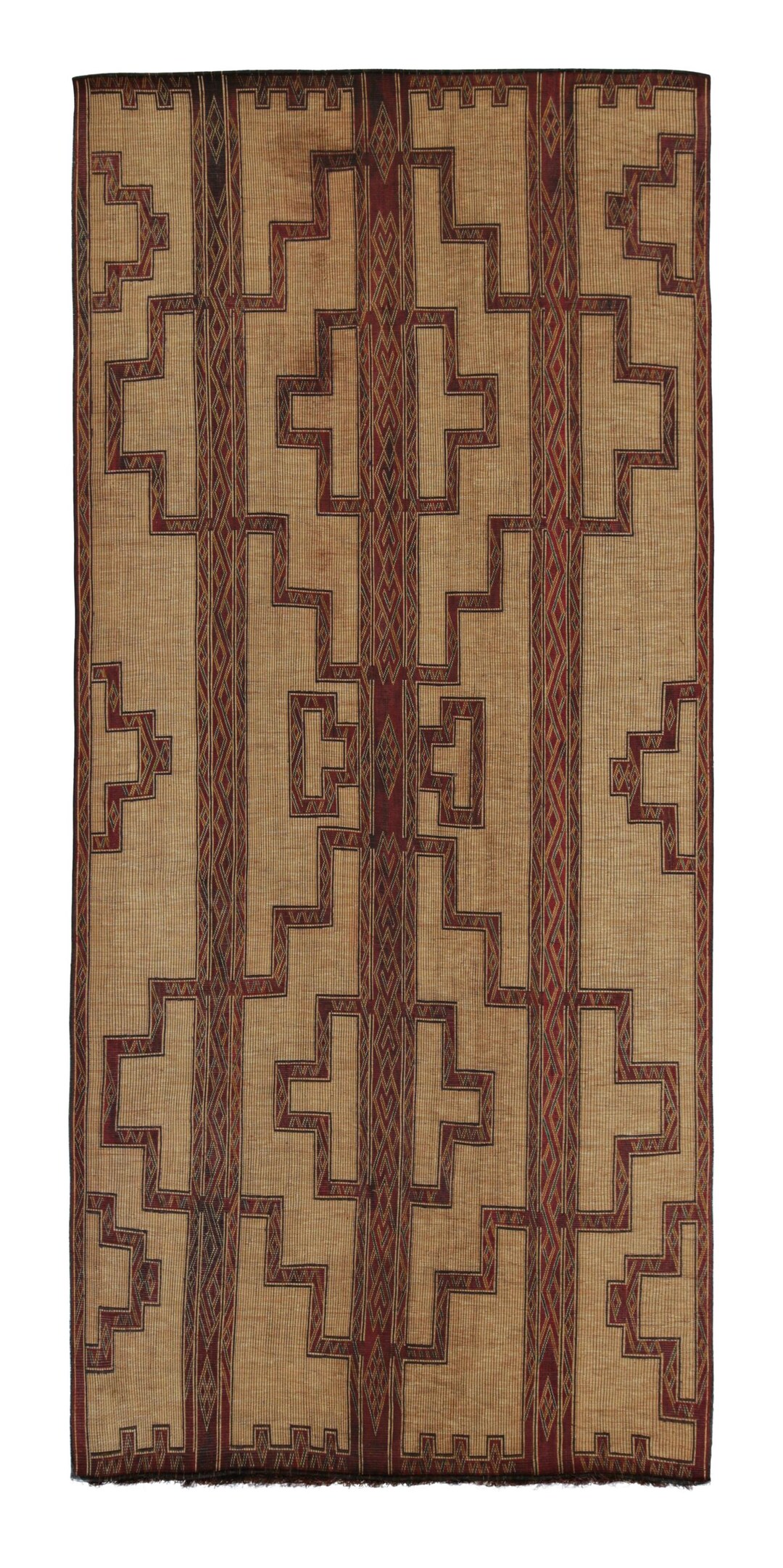 Vintage Moroccan Tuareg Mat in Beige With Geometric Patterns, From Rug ...