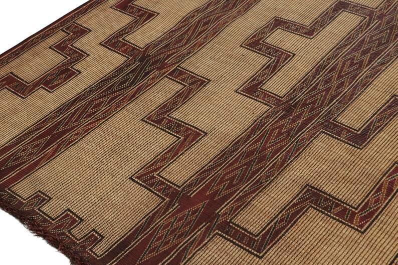 Vintage Moroccan Tuareg Mat in Beige With Geometric Patterns, From Rug ...