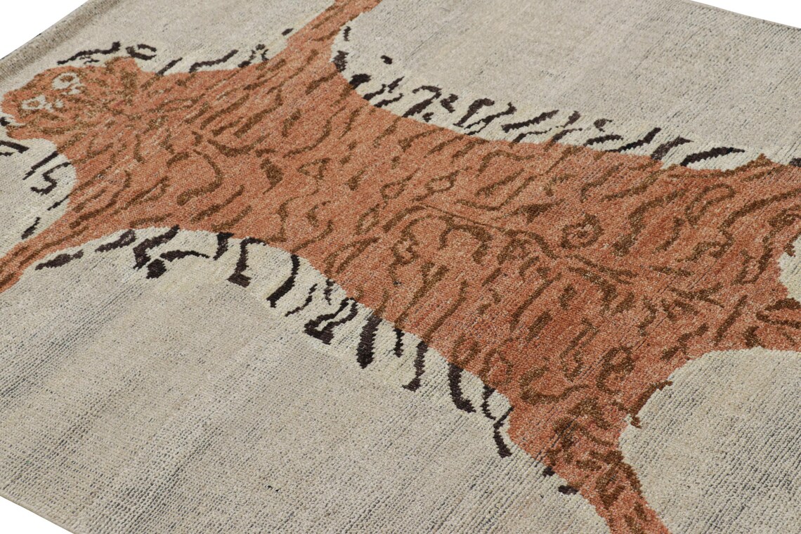 Rug & Kilim’s Tiger-skin Rug in Beige With Rust Orange Pictorial - Etsy