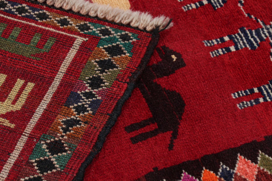 Rug & Kilim’s Modern Rug in Red With Animal Pictorials - Etsy