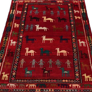Rug & Kilim’s Modern Rug in Red With Animal Pictorials - Etsy