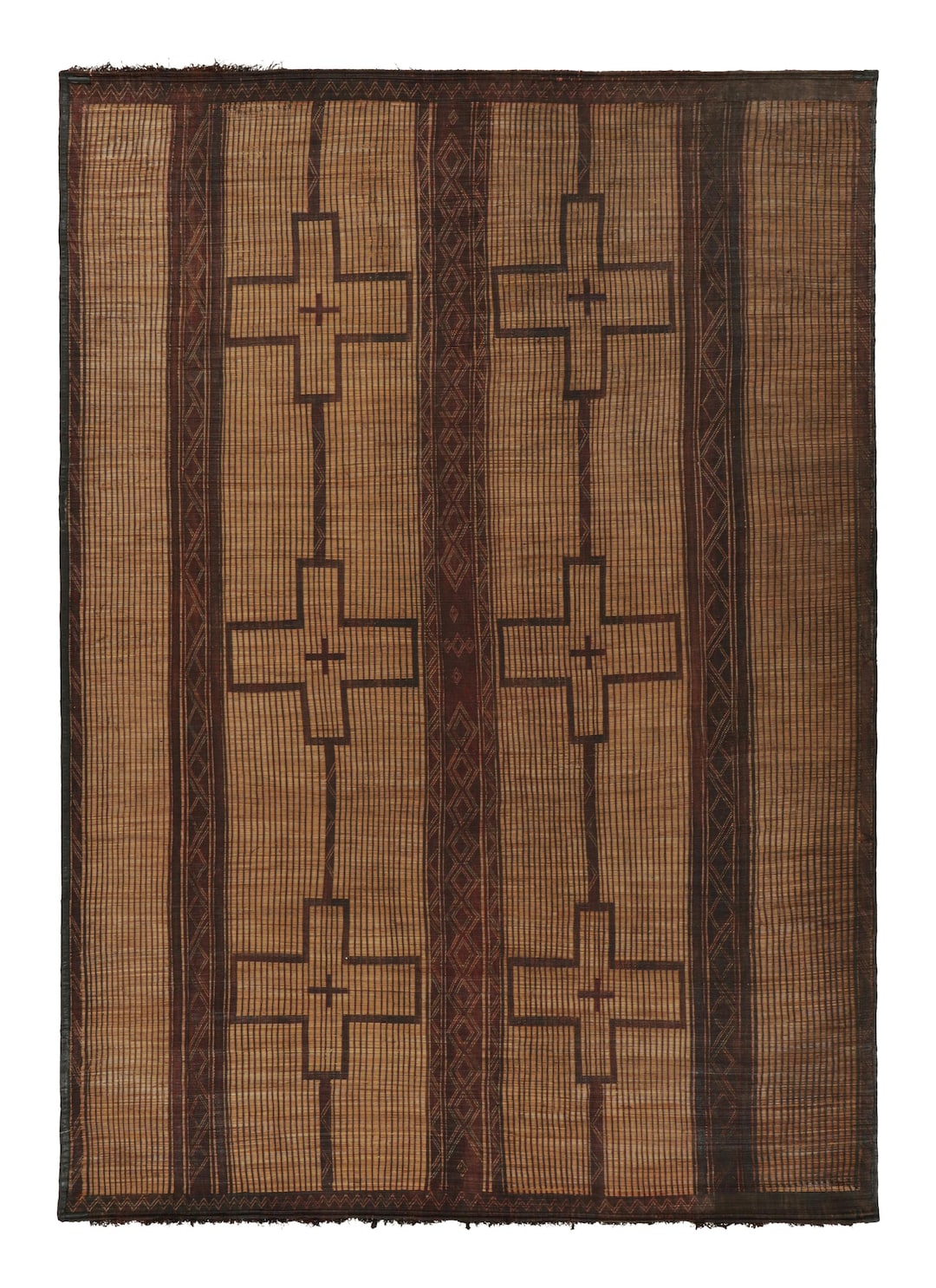 Vintage Moroccan Tuareg Mat in Beige, With Geometric Patterns, From Rug ...