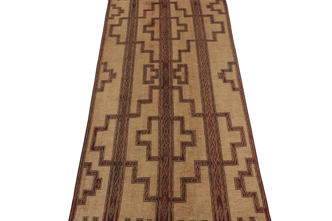Vintage Moroccan Tuareg Mat in Beige With Geometric Patterns, From Rug ...