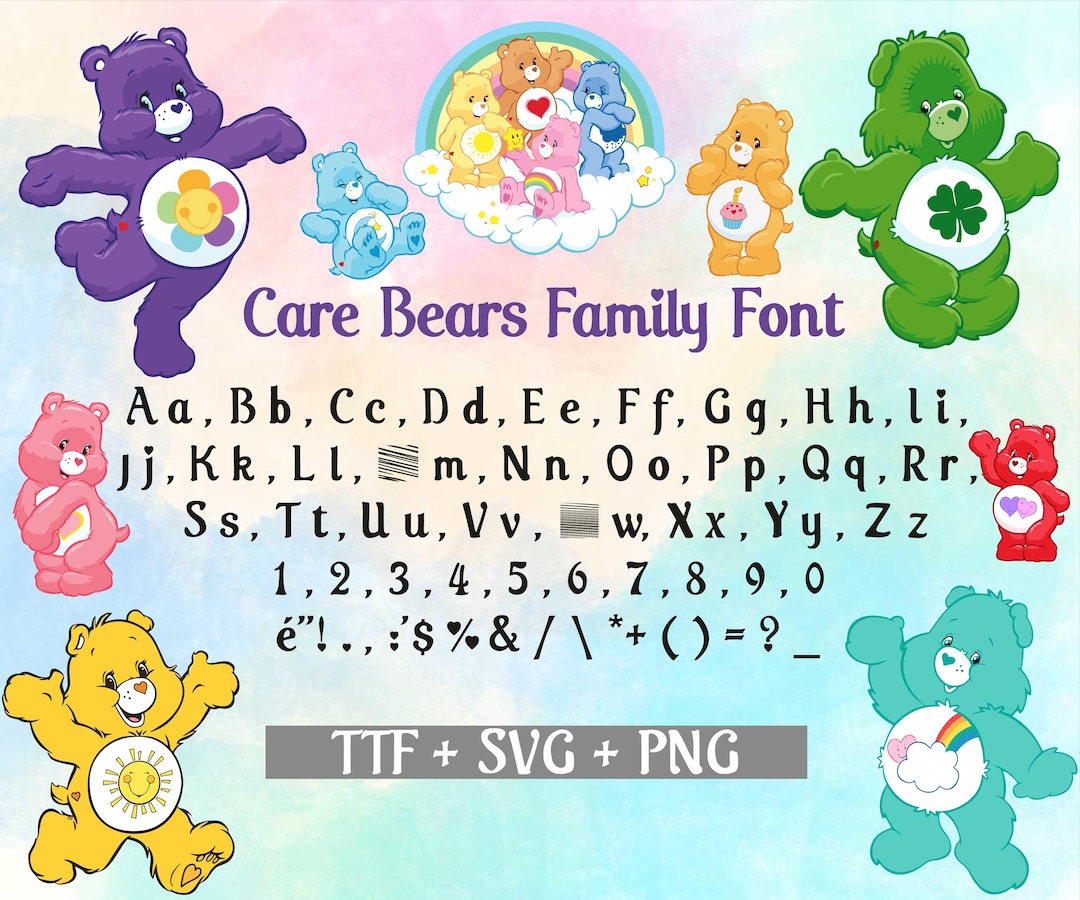 Care Bear Svg Font, Care Bears Png, Care Bear Clipart, Care Bears Svg ...