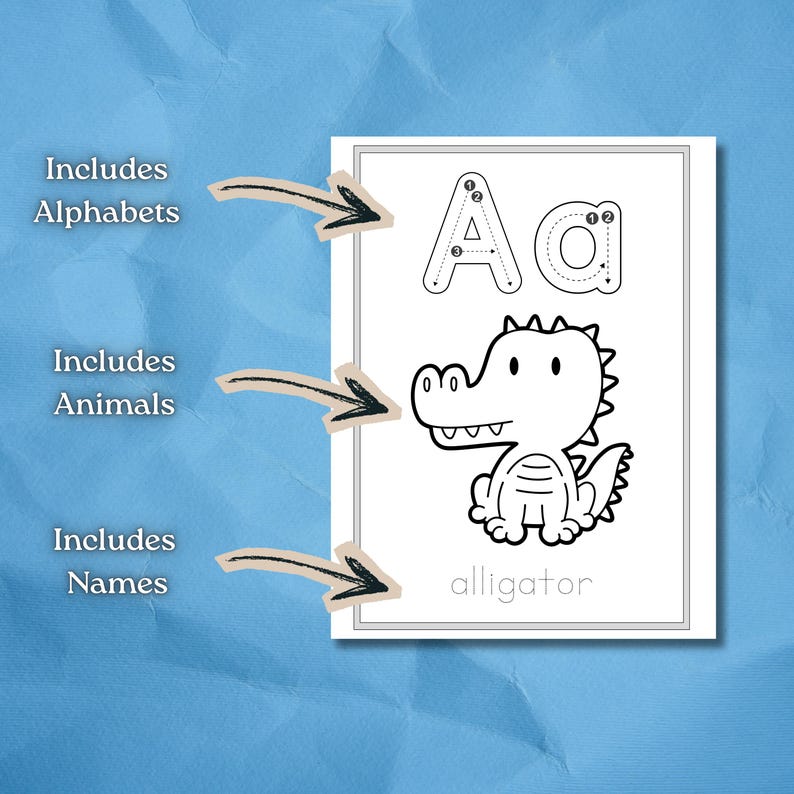 Animal Alphabet Tracing & Coloring Pages Printable | A–Z Preschool Worksheets | Kids Learning ...