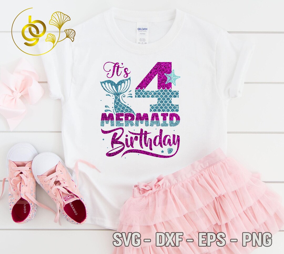 4th Mermaid Birthday SVG, 4 Years Old Birthday Mermaid SVG, Mermaid ...