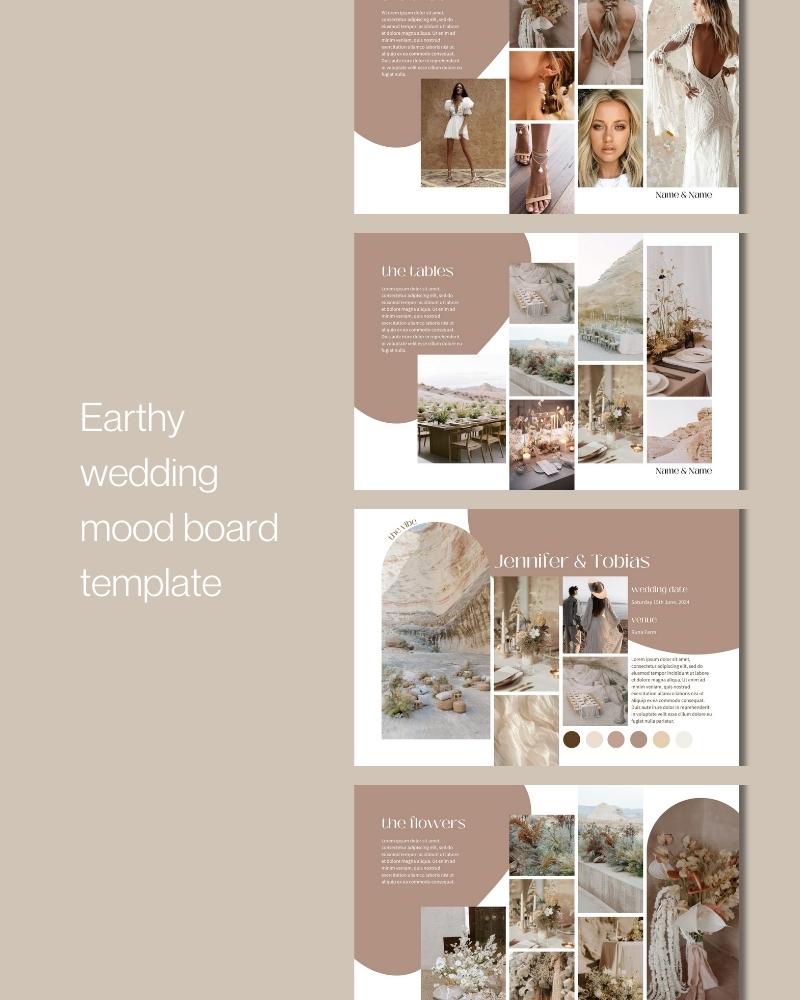 Earthy Wedding Mood Board Template: Editable Canva Design (A4) - Etsy