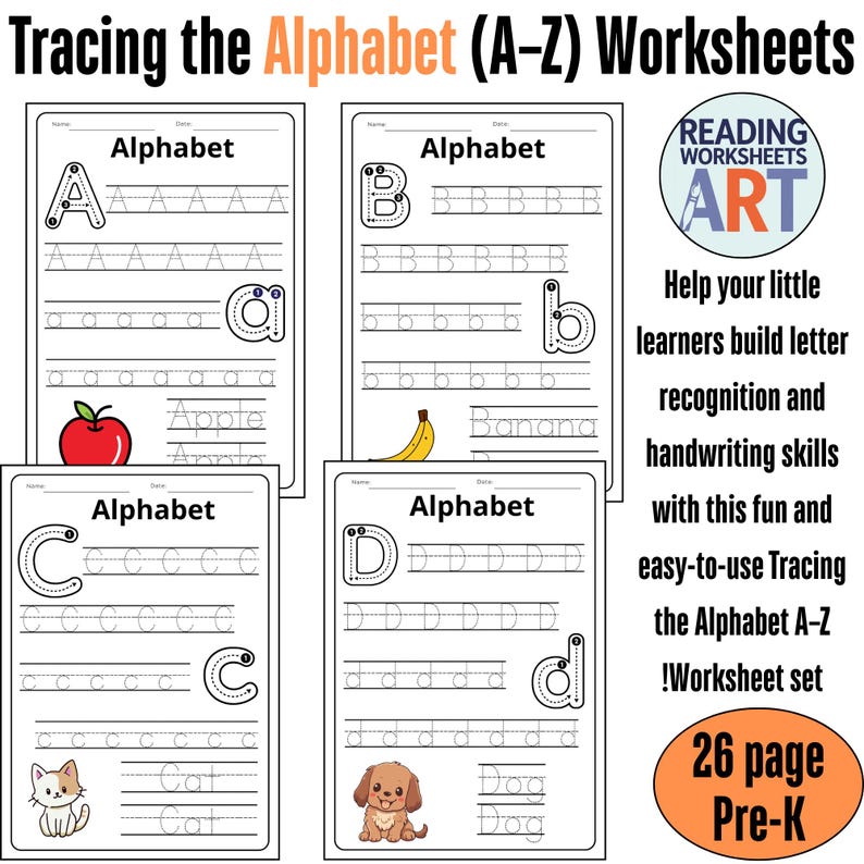 Tracing Alphabet (A–Z) Worksheet | Letter Formation Kindergarten ...