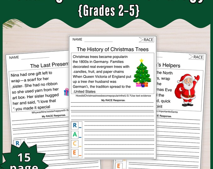 50 Christmas Reading Comprehension Printable - Kindergarten - First ...