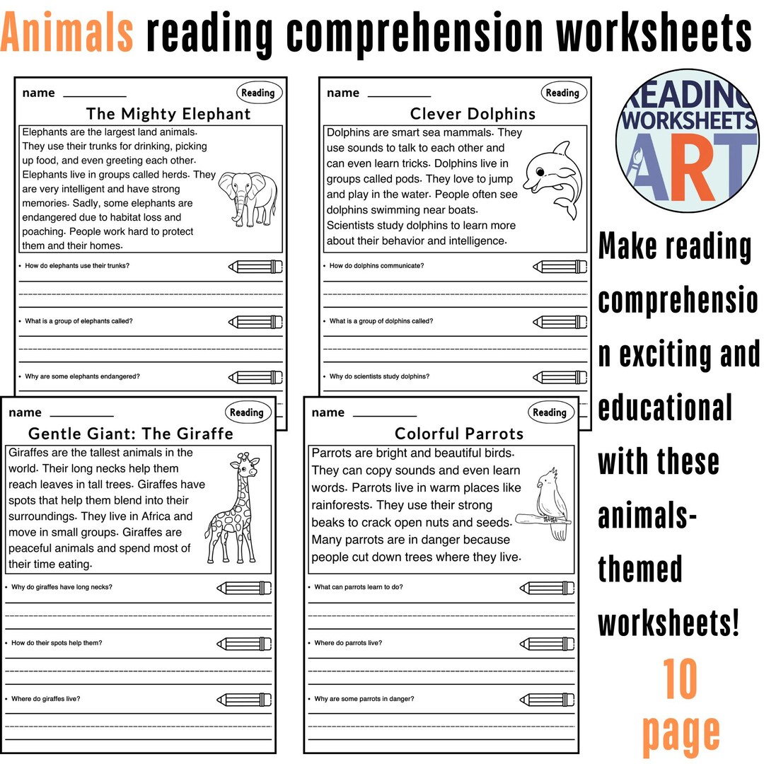 Reading Passages Animals Worksheets Reading Comprehension Questions ...