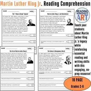 Martin Luther King Jr. Reading Comprehension Passages Questions ...