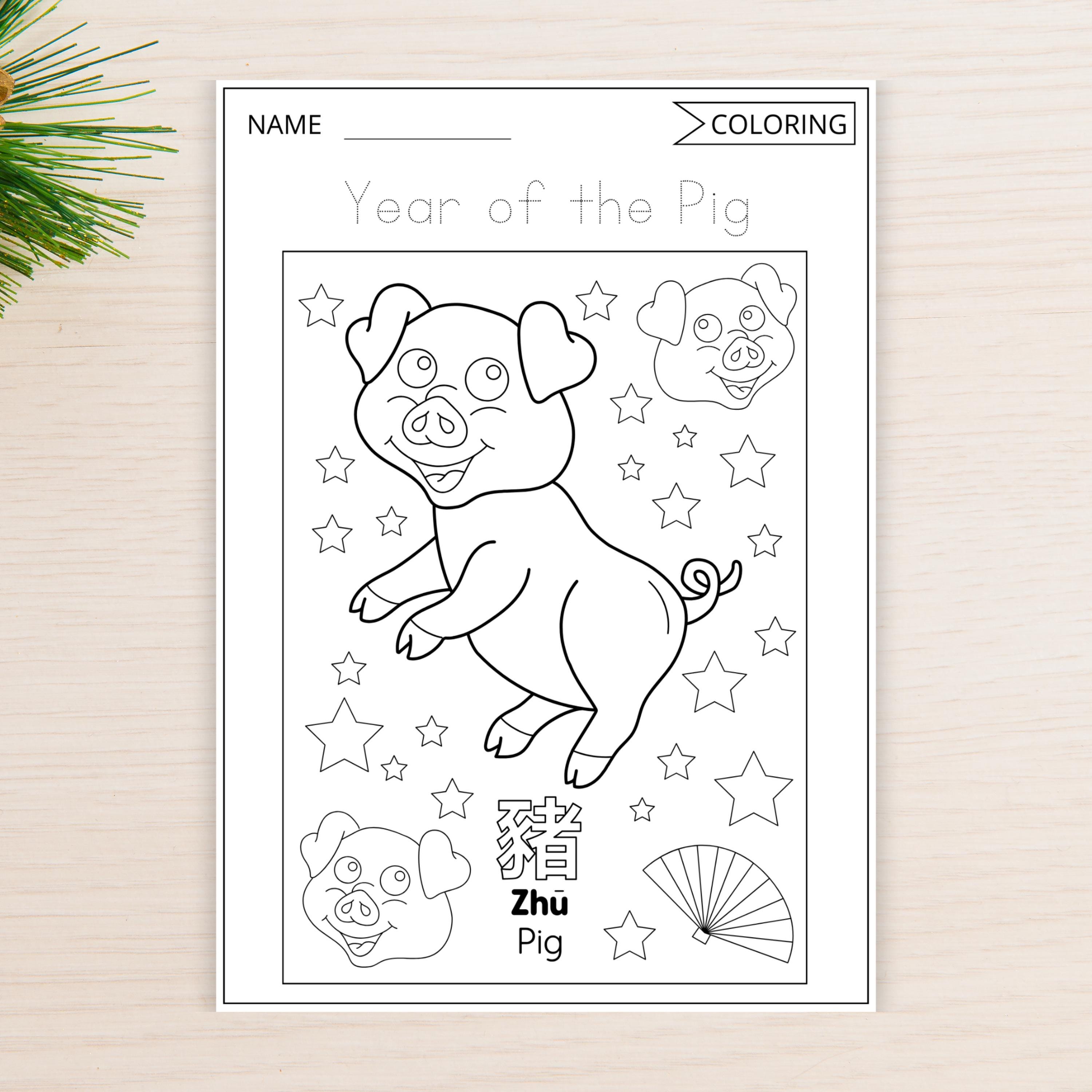 Chinese New Year Coloring Page – Dragon Parade & Festive Icons ...