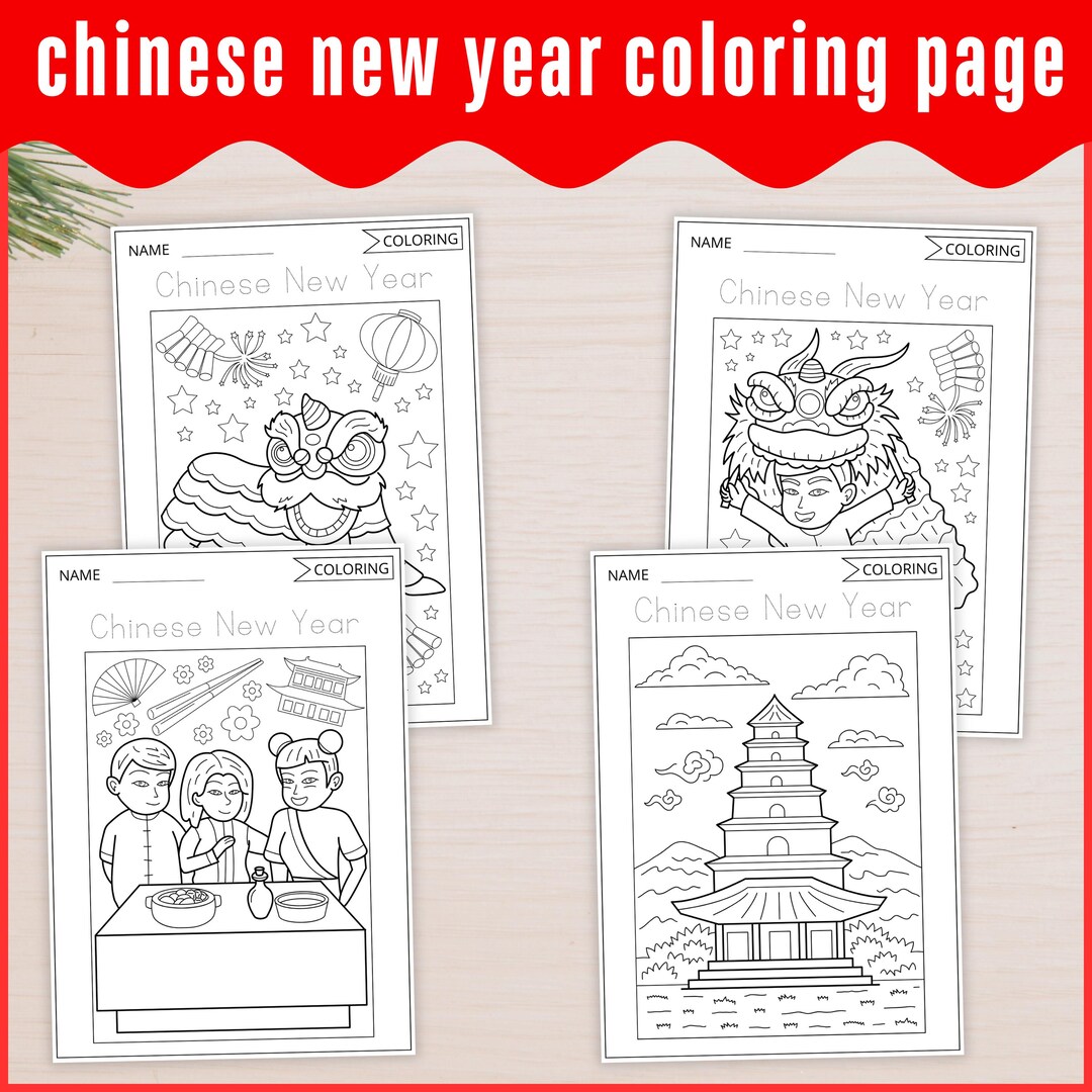 Chinese New Year Coloring Page – Dragon Parade & Festive Icons ...