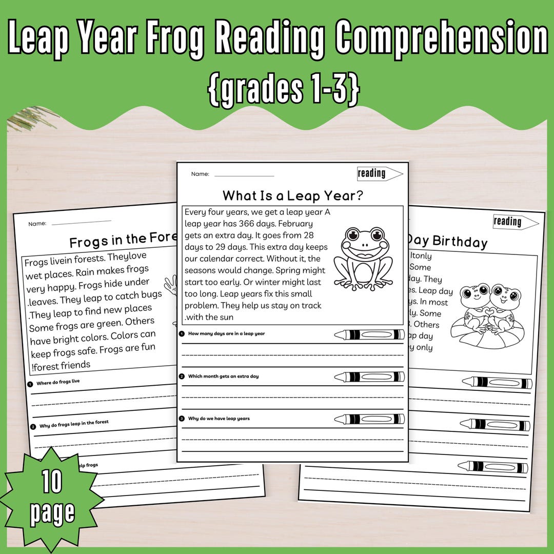 Leap Year Frog Reading Comprehension Worksheets (grades K–3 ...