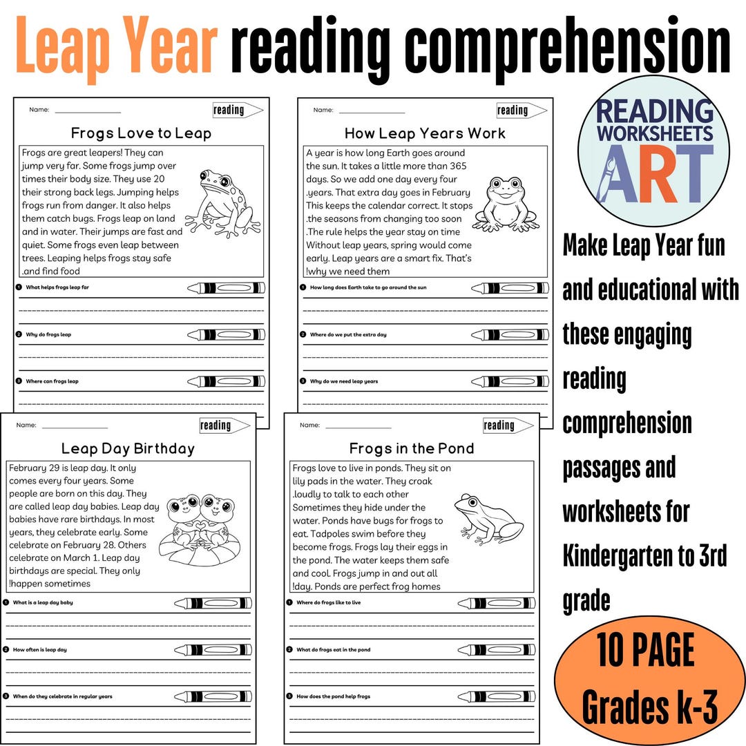 Leap Year Frogs Reading Comprehension Passages Frog Kids Nonfiction ...