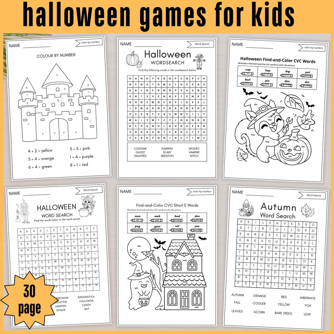 Halloween Games for Kids Activities for 1st Grade Toddlers Printable ...