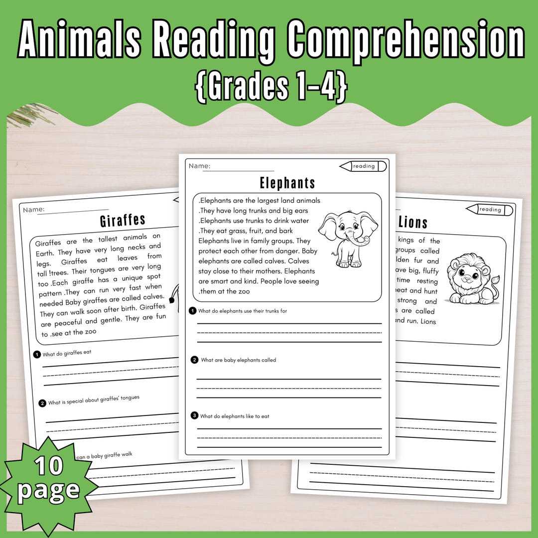 Animal Reading Comprehension Passages: Grades 1-4, Text Evidence ...