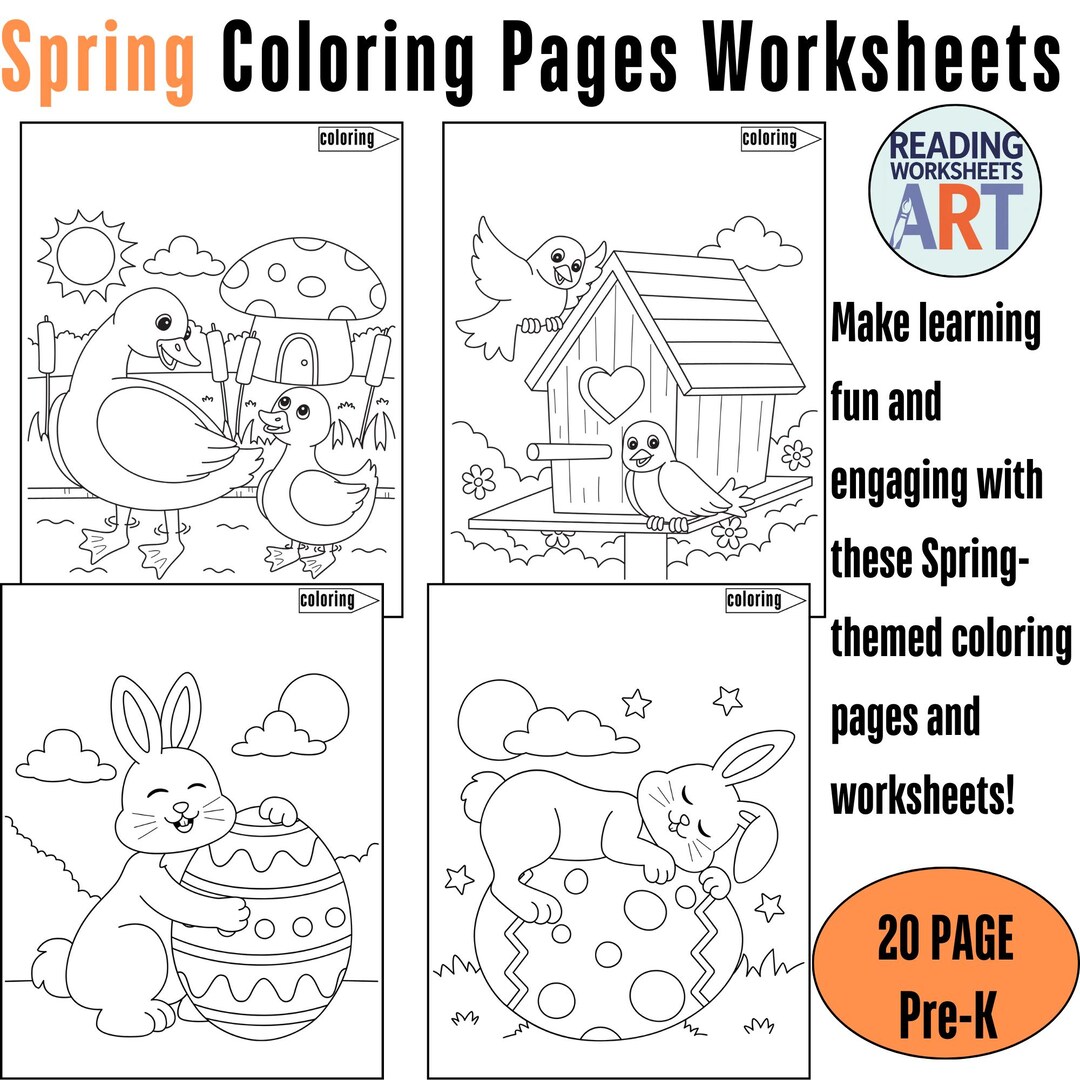 Spring Coloring Pages for Kids Printable Worksheets for Pre-k ...