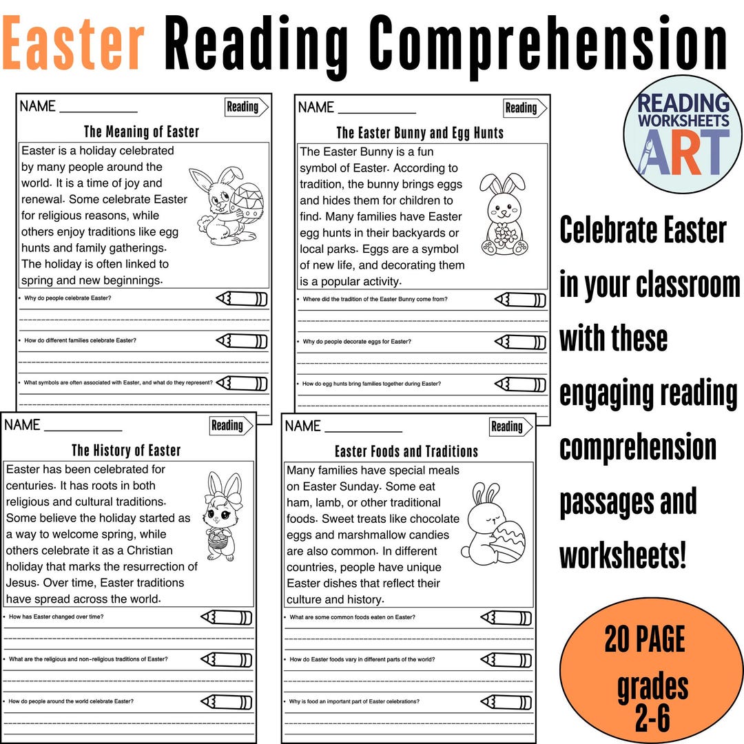 Easter Reading Comprehension Passages Worksheets Questions Spring ...