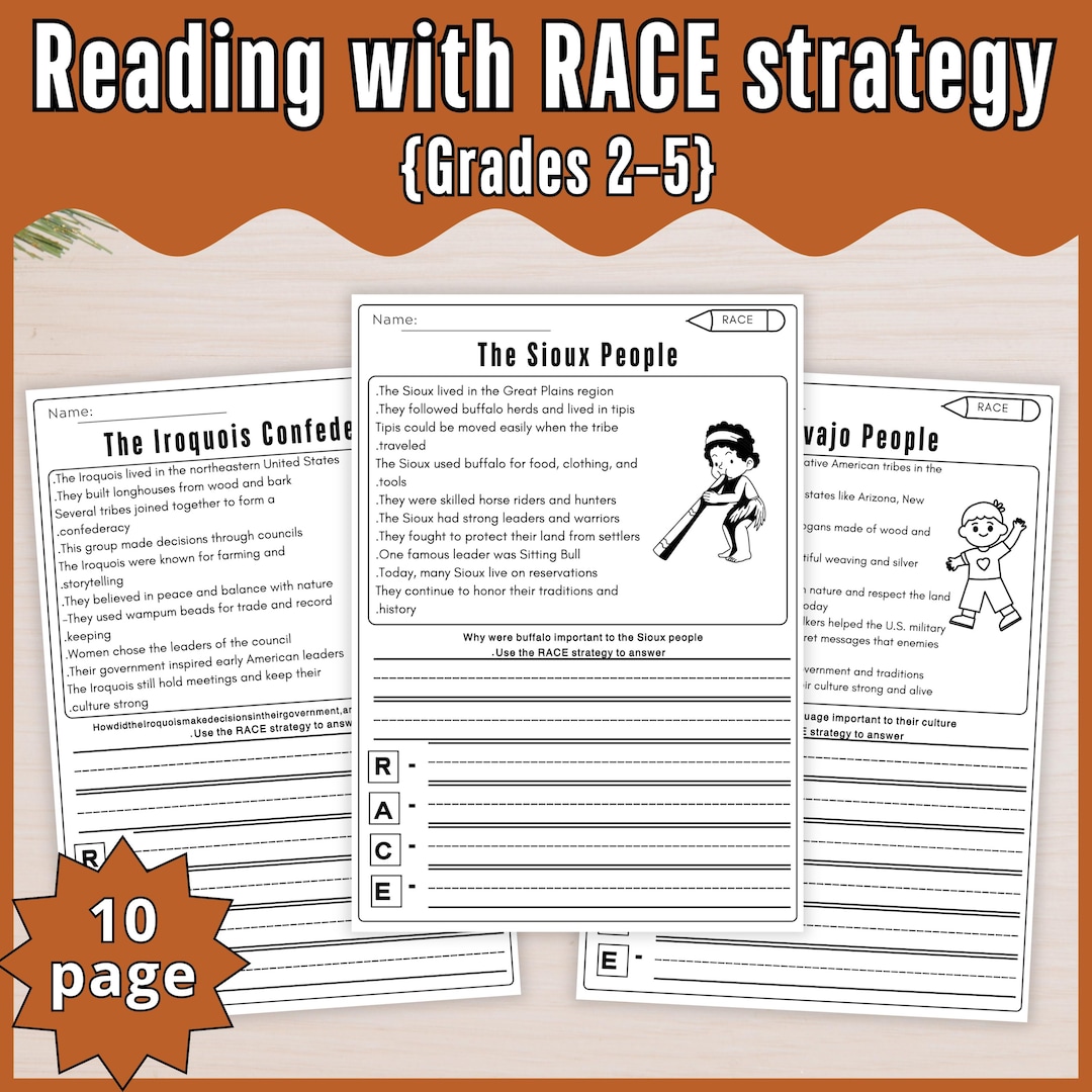 RACE Strategy Reading Comprehension | Native American Heritage Month ...