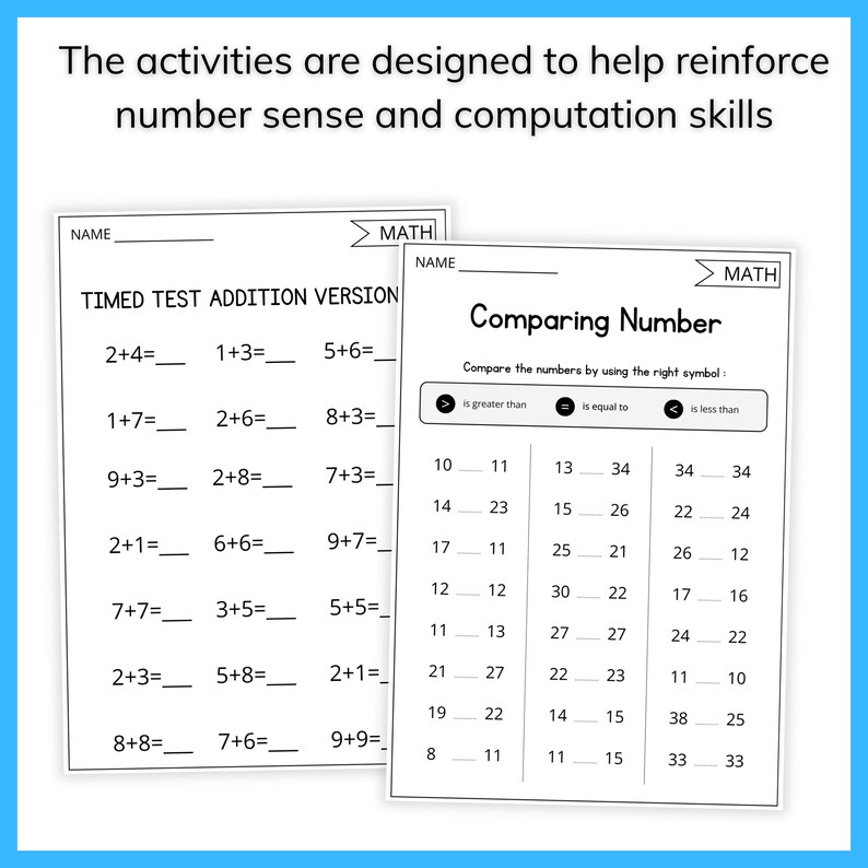Math Worksheets Bundle, Addition, Subtraction, Multiplication ...