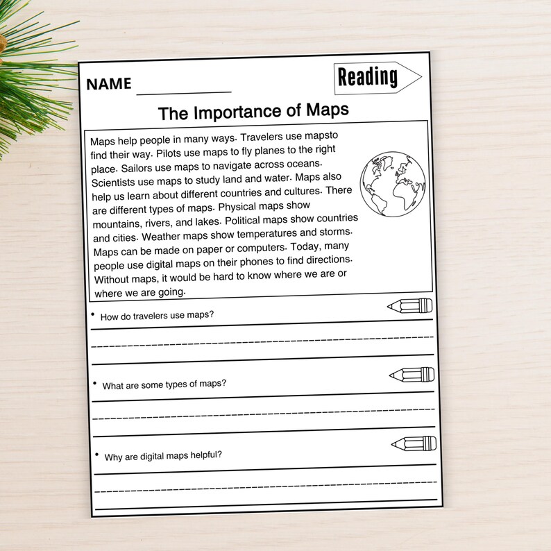 World Maps Reading Comprehension Worksheets: Geography ELA Practice ...