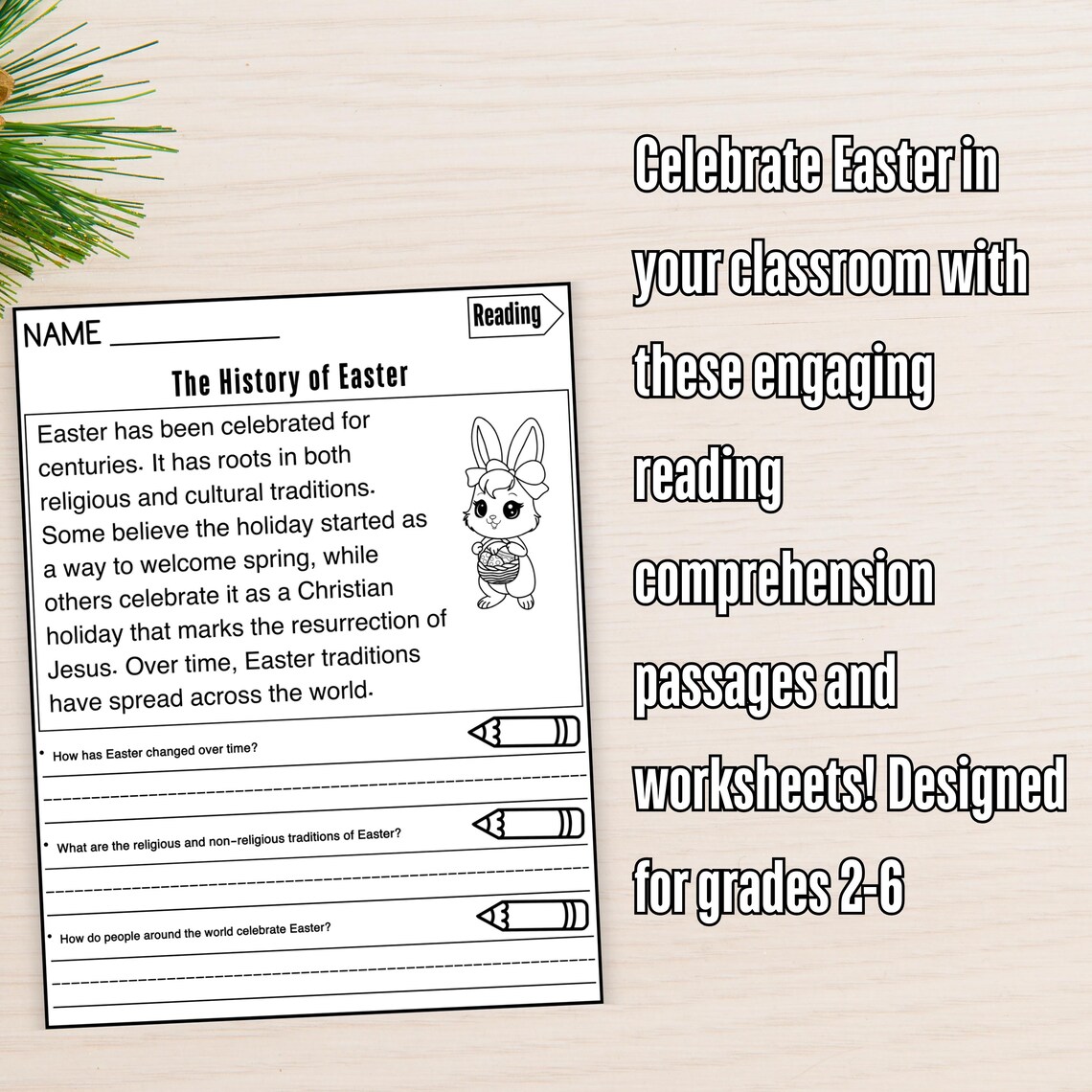 Easter Reading Comprehension Worksheets: Grades 2-6 (PDF) - Etsy